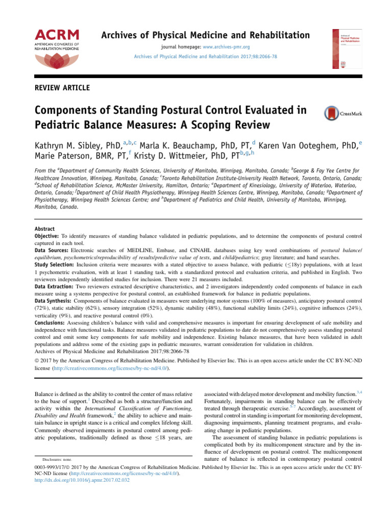 Topic 4 Postural-Control-Journal | PDF | Balance (Ability) | Systematic ...
