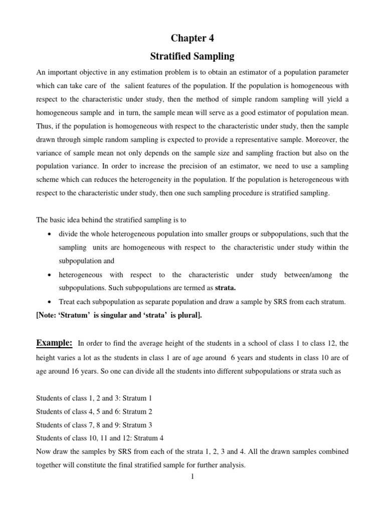 chapter4-stratified-sampling | PDF | Sampling (Statistics) | Stratified ...
