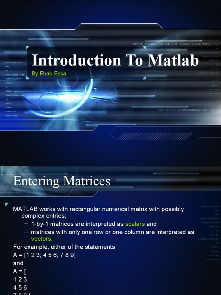 Introduction To Matlab2 | PDF | Matlab | Matrix (Mathematics)