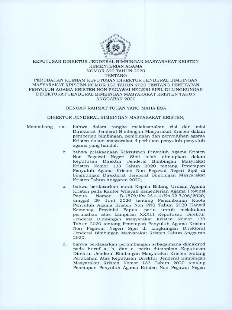 3sk 320 Perubahan Keenam Atas SK No 133 Pada Diktum | PDF