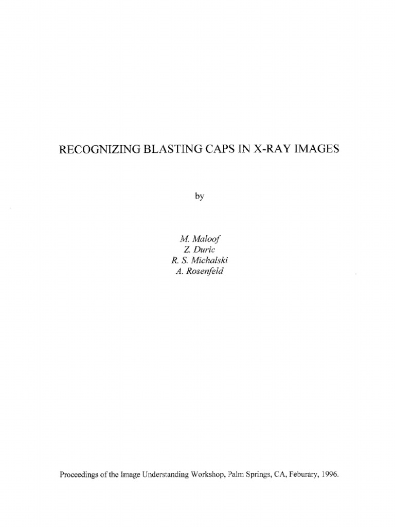 Recognizing Blasting Caps in X-Ray Images | PDF