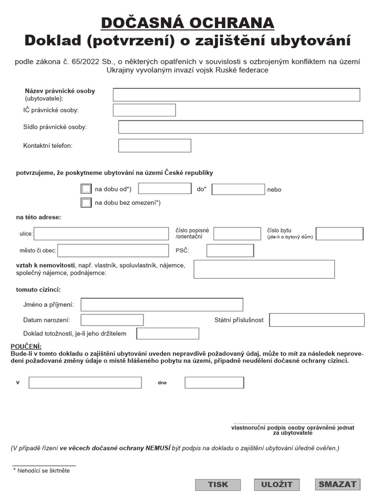 Potvrzeni o Zajisteni Ubytovani PO WEB 27032023 | PDF