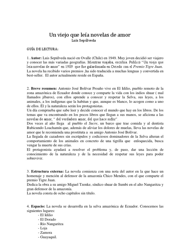 Análisis de "Un viejo que leía novelas de amor" | PDF | Novelas