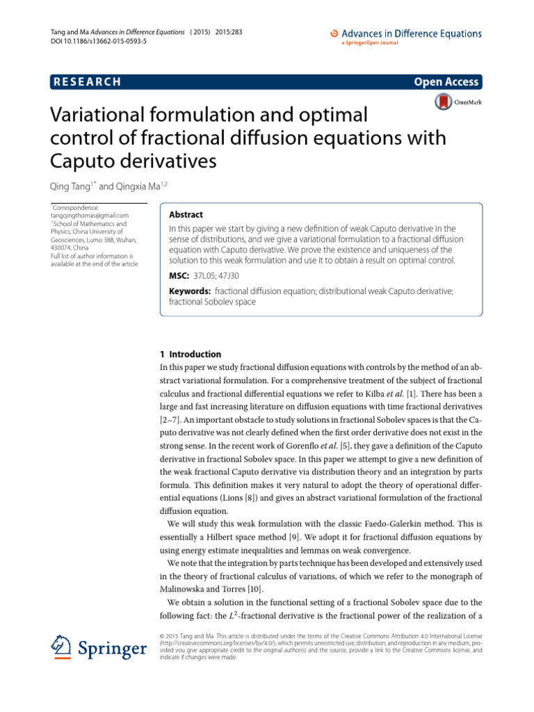 Variational Formulation and Optimal Control of Fra | PDF | Calculus Of ... Variational Formulation and Optimal Control of Fra | PDF | Calculus Of ...