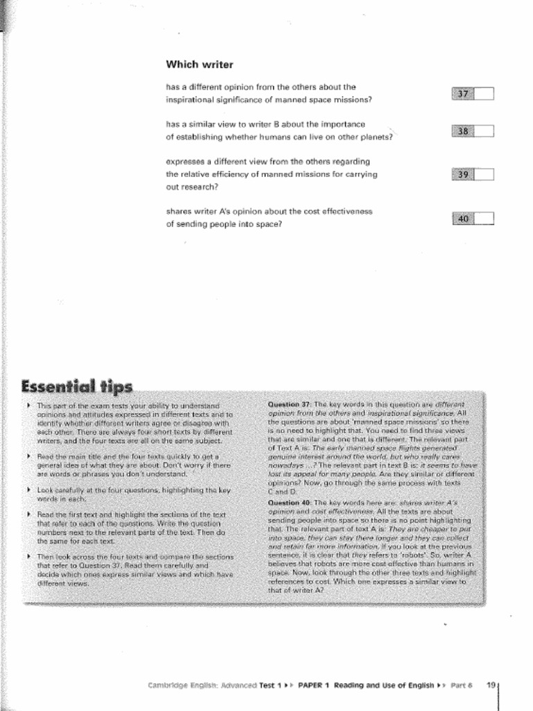 Cae Test 2 Paper 1 Part 6.2 With Key | PDF