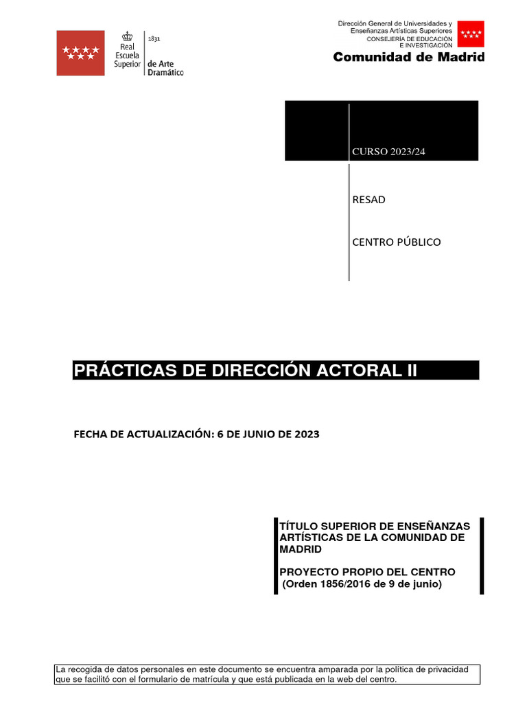 PR CTICAS DE DIRECCI N ACTORAL 2 - 23-24 | Descargar gratis PDF | Evaluación | Pensamiento
