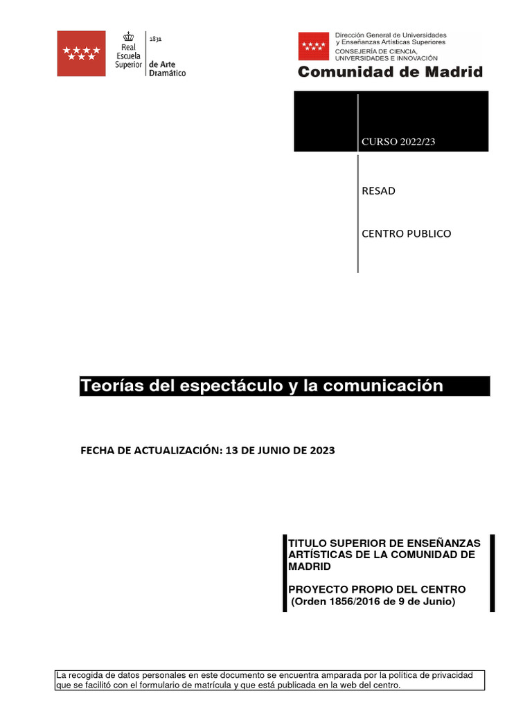 TEOR÷AS DEL ESPECT CULO Y DE LA COMUNICACI N - 23-24 | PDF | Evaluación ...