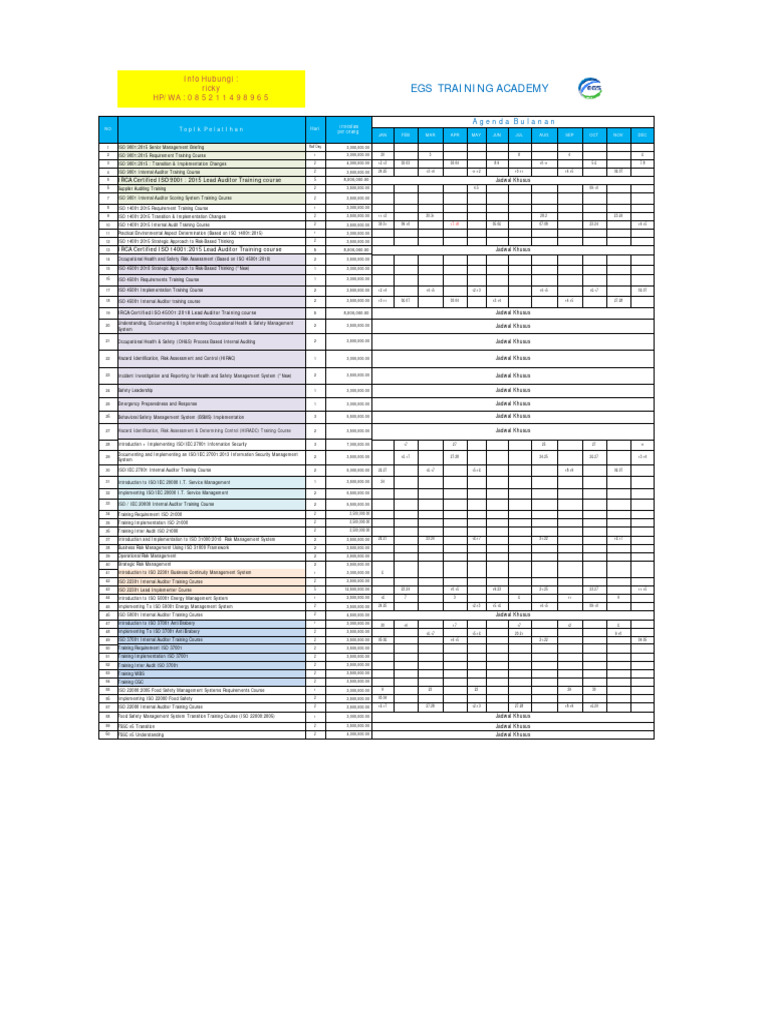 Training Schedule 2023 - EGS - Final | PDF | Internal Audit | Six Sigma