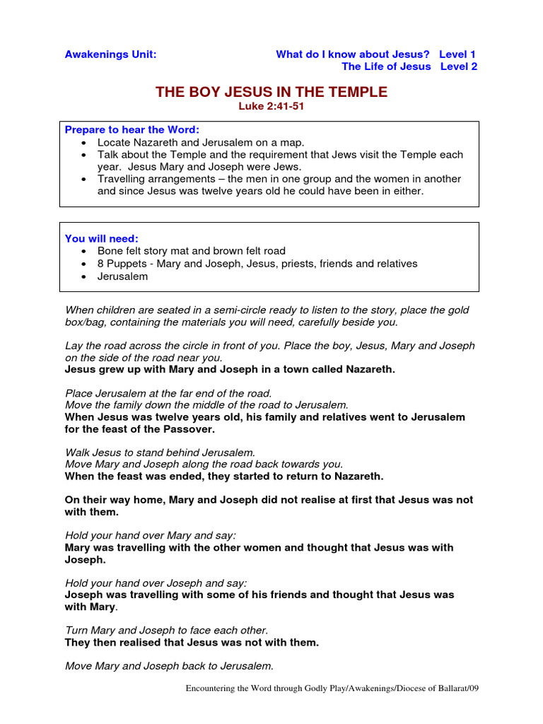 The Boy Jesus in the Temple: Luke 2:41-51 | PDF | Jesus | Saint Joseph