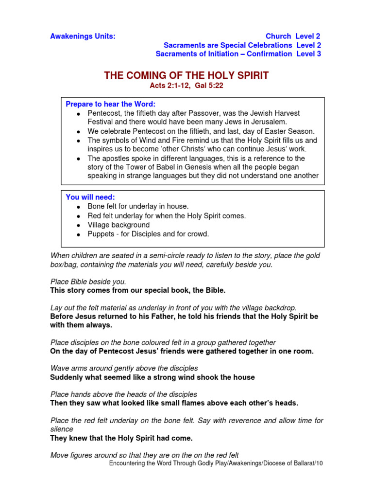 The Coming of The Holy Spirit | PDF | Pentecost | Jesus