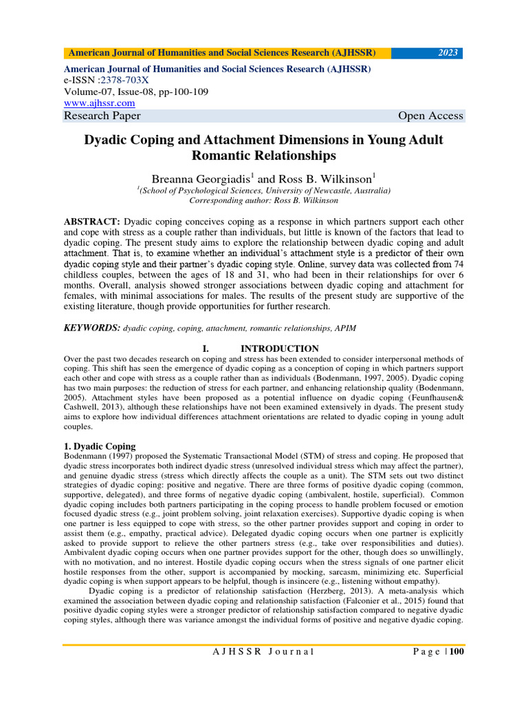 Dyadic Coping and Attachment Dimensions in Young Adult Romantic ... Dyadic Coping and Attachment Dimensions in Young Adult Romantic ...