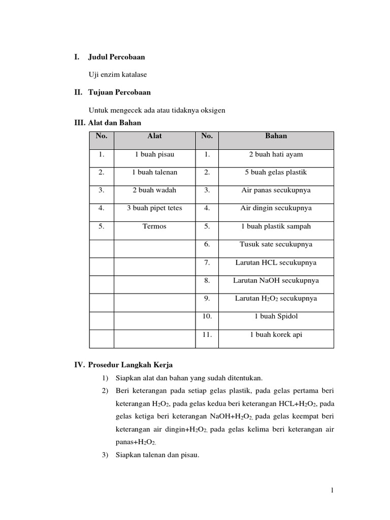 Laporan Uji Enzim Bio-4-2 | PDF | Sains & Matematika