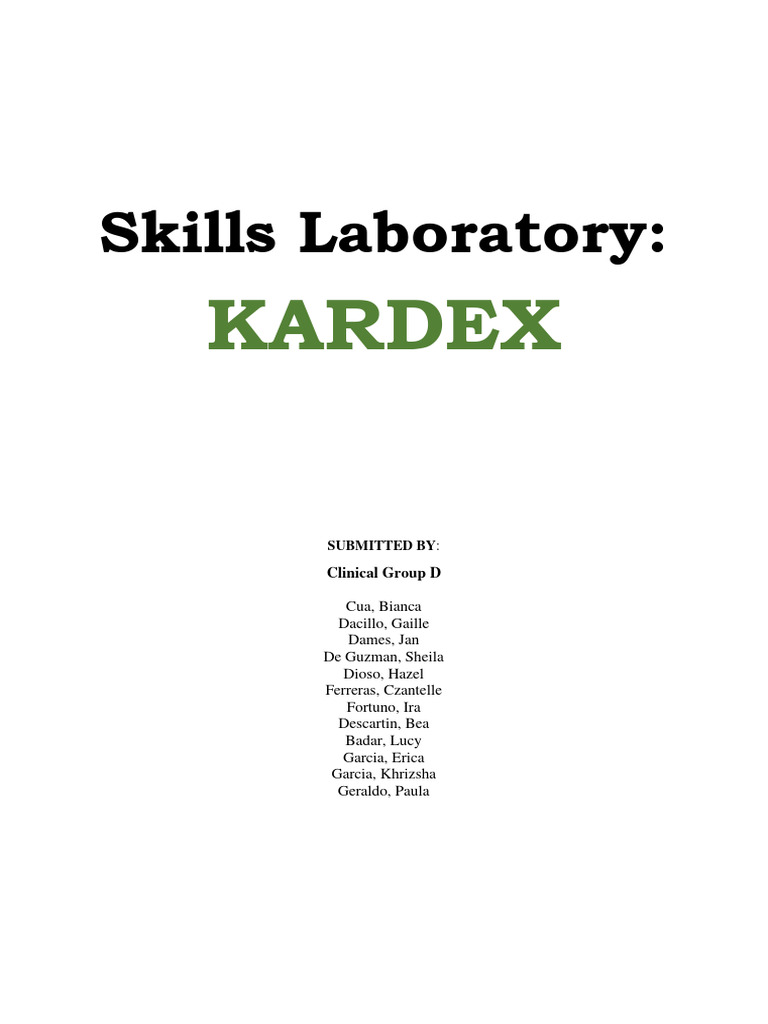 Kardex Written Report | PDF | Patient | Hospital