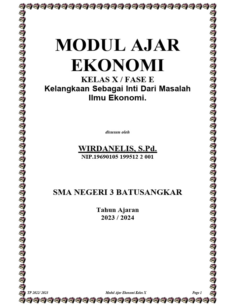 Modul Ajar Ekonomi - Modul Ajar Kelangkaan Sebagai Inti Dari Masalah Ilmu Ekonomi - Fase E | PDF
