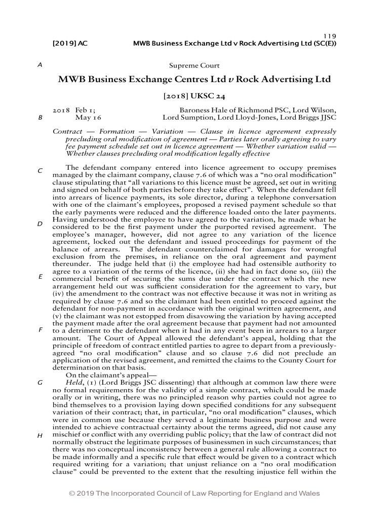 119 MWB Business Exchange Centres LTD V Rock Advertising LTD | PDF ...