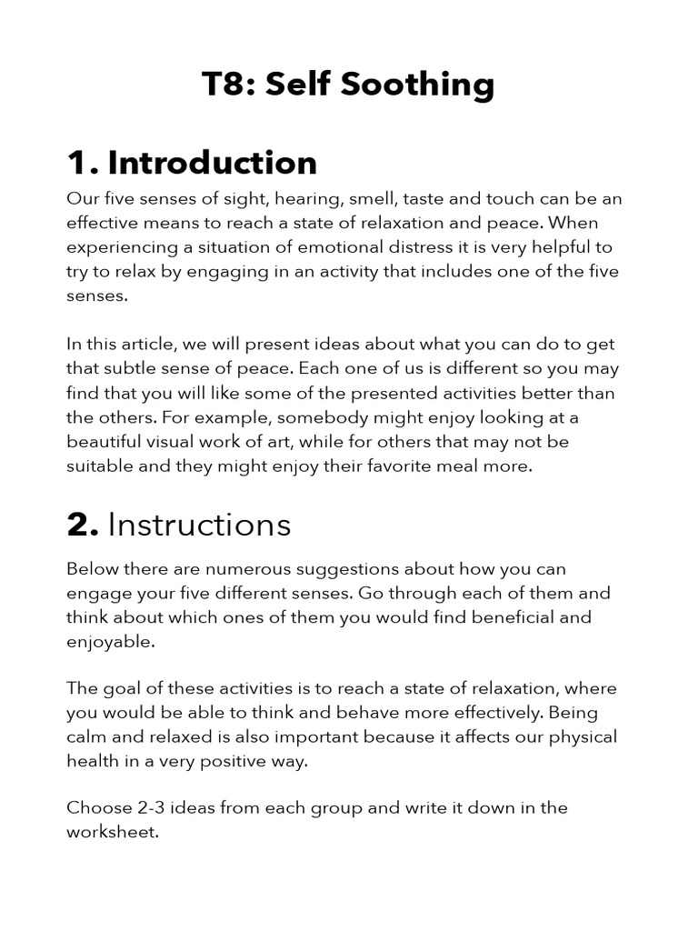 T8 Self Soothing | PDF | Senses