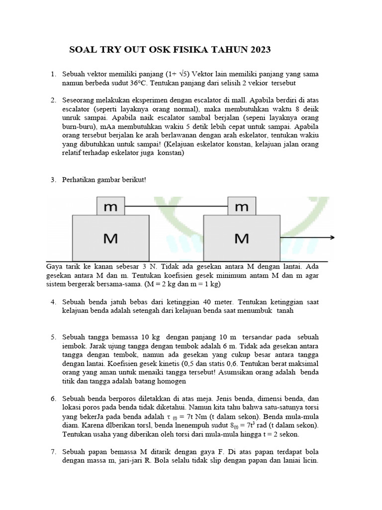 Contoh Soal Try Out Osk Fisika Tahun 2023 | PDF
