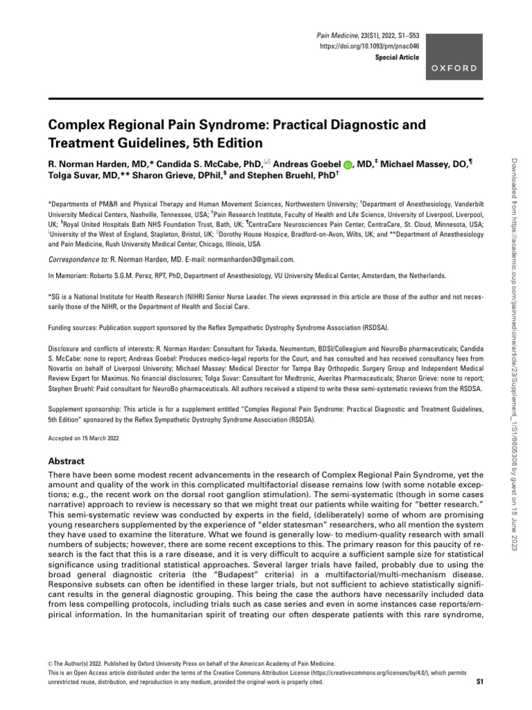 Complex Regional Pain Syndrome Practical Diagnostic and Treatment ...