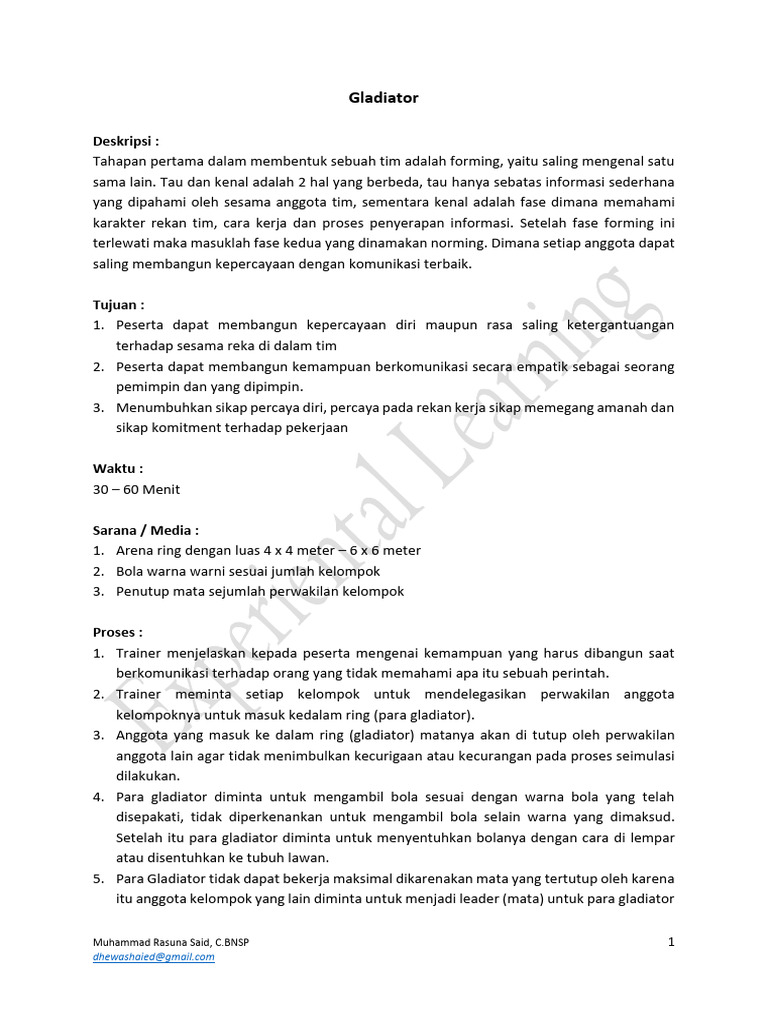 Deskripsi Gladiator | PDF | Karier & Perkembangan