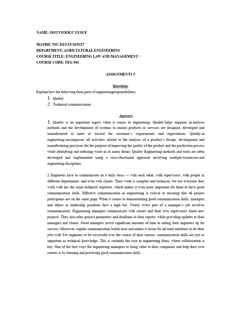 502 Assignment | PDF | Engineering | Communication 502 Assignment | PDF | Engineering | Communication