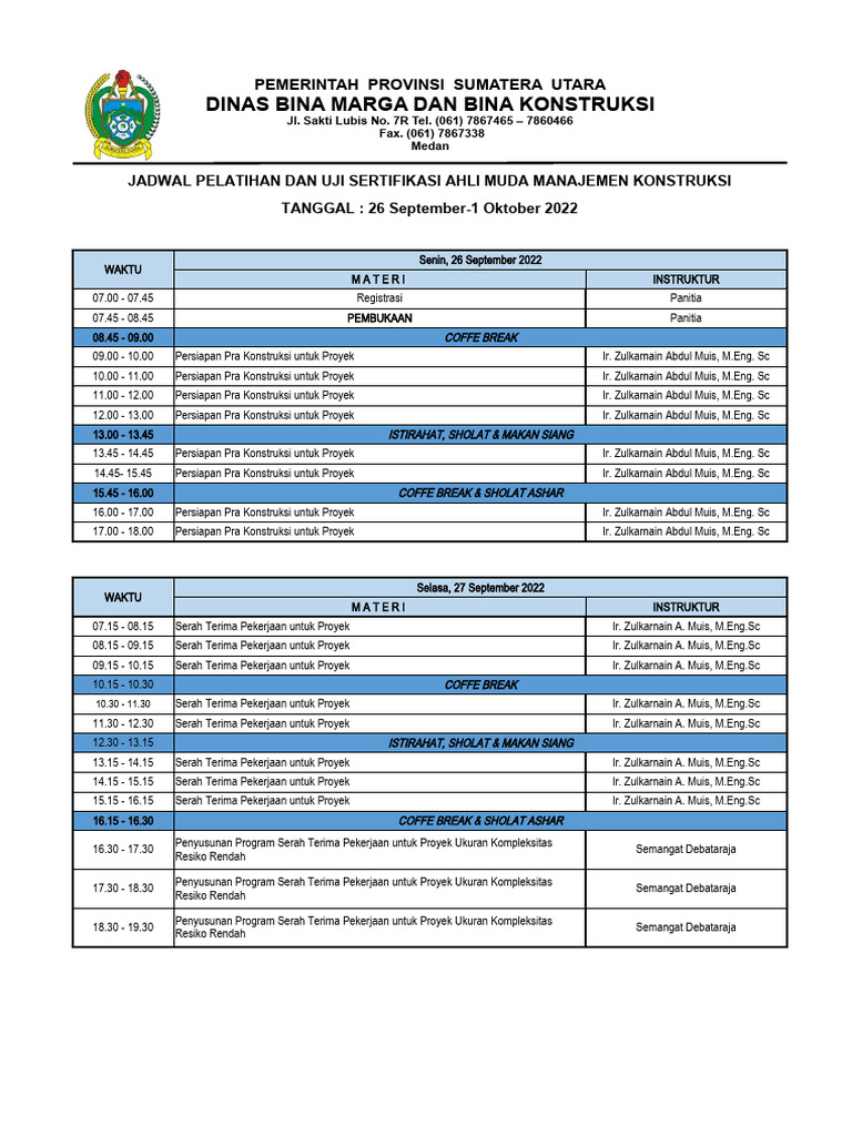 Jadwal MK, Gedung, K3 | PDF
