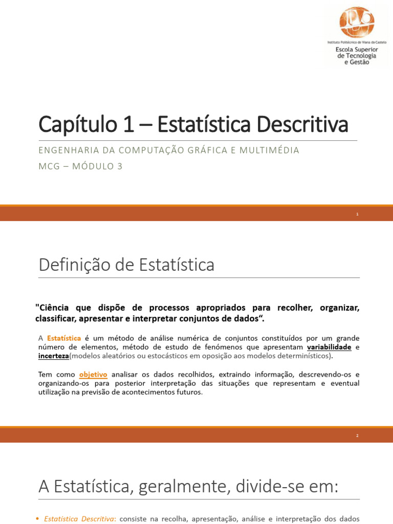 Capítulo 1 - Estatística Descritiva | PDF | Modo (Estatística ...