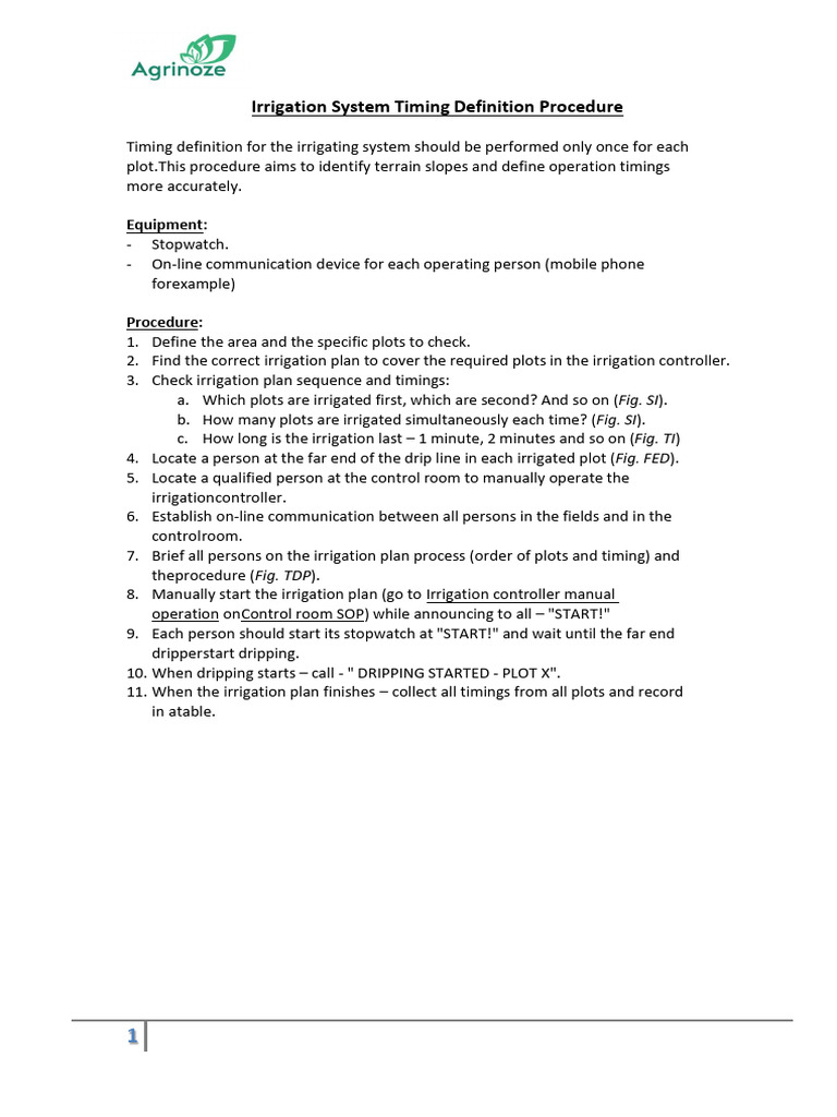 Irrigation Timing Definition Procedure | PDF | Irrigation Irrigation Timing Definition Procedure | PDF | Irrigation