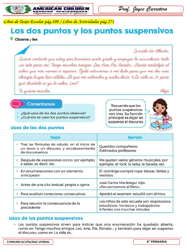 TEMA 22 - Los Dos Puntos y Los Puntos Suspensivos | PDF