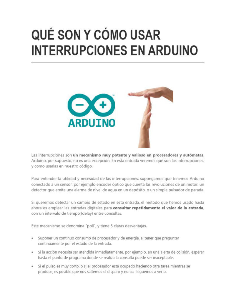 Apuntes De Interrupciones En Arduino Pdf Unidad Central De