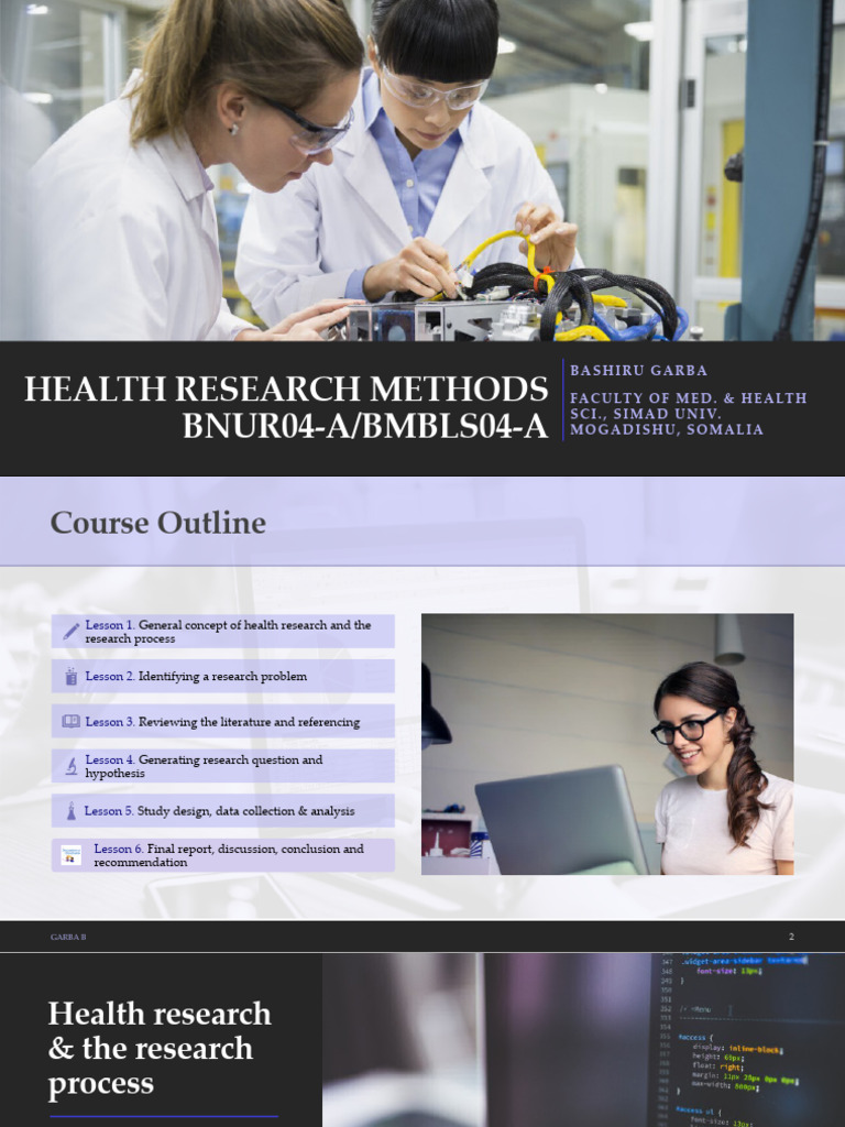 Health Research Course Guide | PDF | Knowledge | Public Health