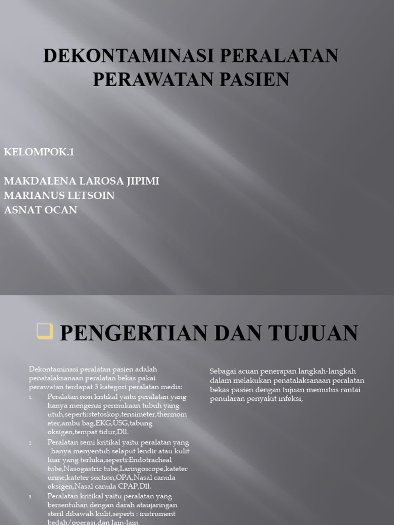 Dekontaminasi Peralatan Perawatan Pasien | PDF | Sains & Matematika