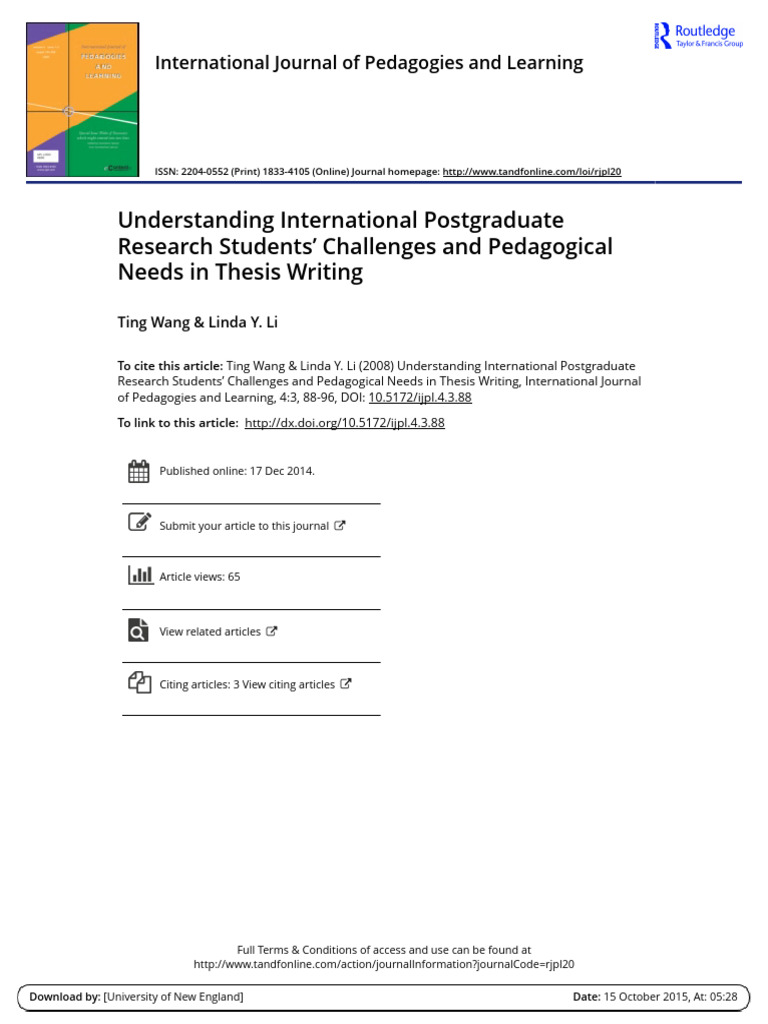 Understanding International Postgraduate | PDF | Pedagogy | Thesis