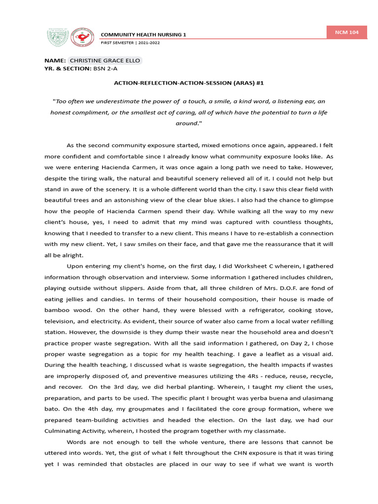 Action-Reflection-Action-Session (Aras) #2-Ello | PDF | Waste