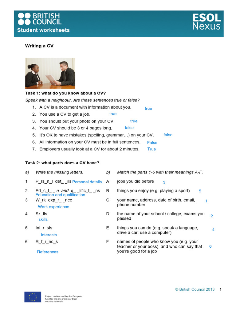CV Worksheets | PDF | Nursing