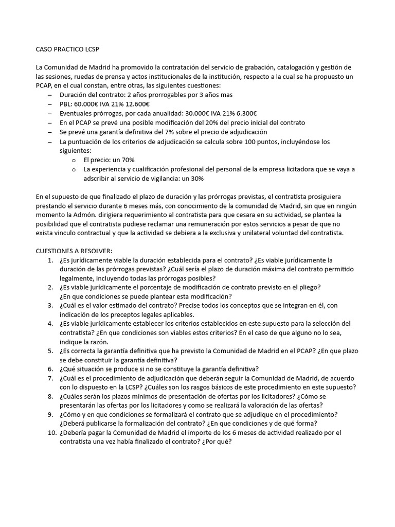 Caso Practico LCSP | PDF