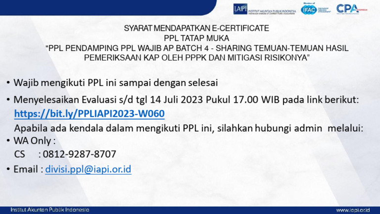 Link Evaluasi PPL Pendamping PPL Wajib AP Batch 3 | PDF