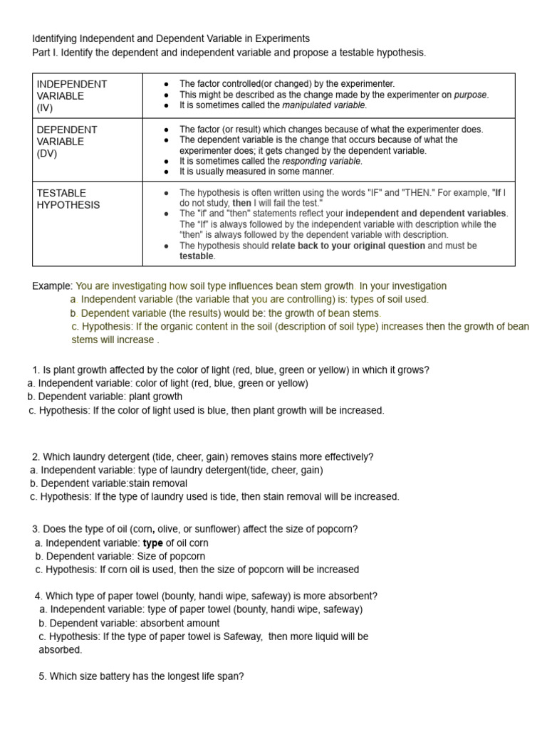 Identifying IV and DV in Experiments | PDF | Experiment