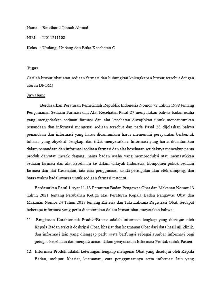 Brosur Obat Atau Sediaan Farmasi Dan Hubungkan Kelengkapan Brosur ...