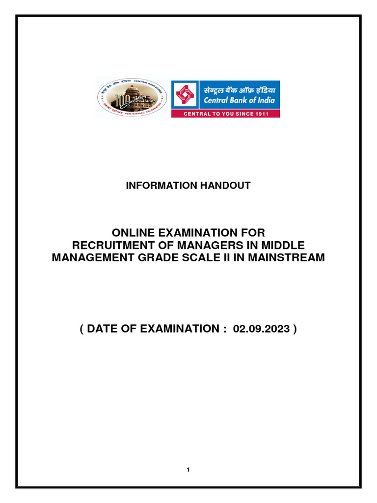 CBI (Managers in Middle MGMT GR Scale II) IH Eng 2023 | PDF ...