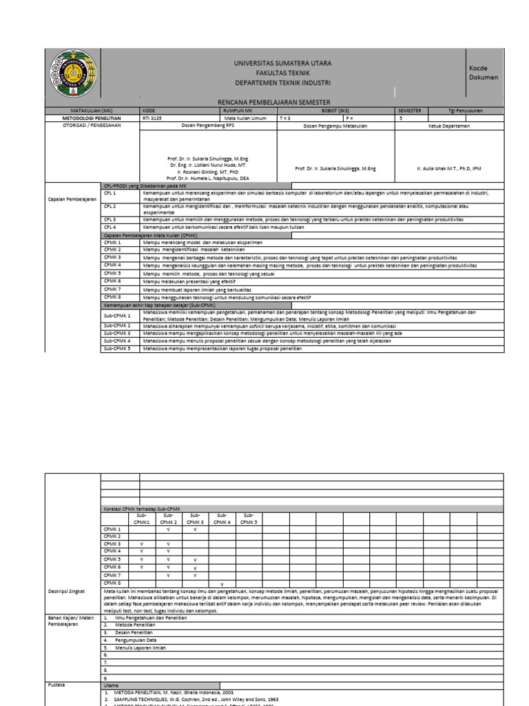 RPS Metodologi Penelitian Dikti | PDF