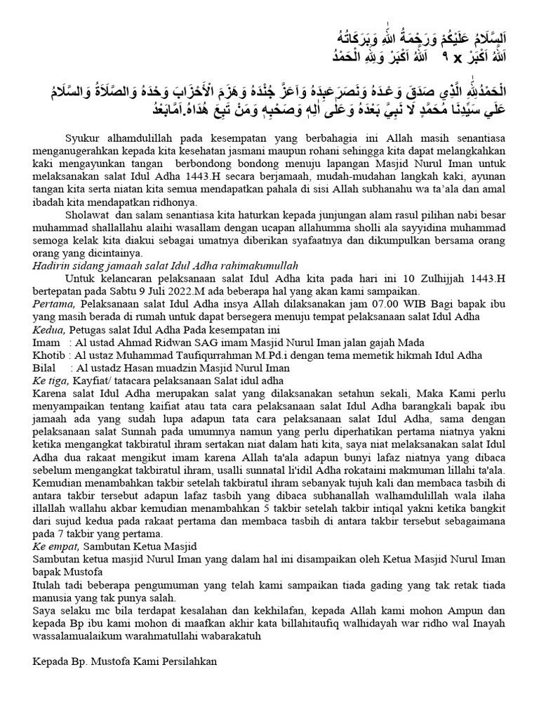 Contoh MC Idul Adha | PDF