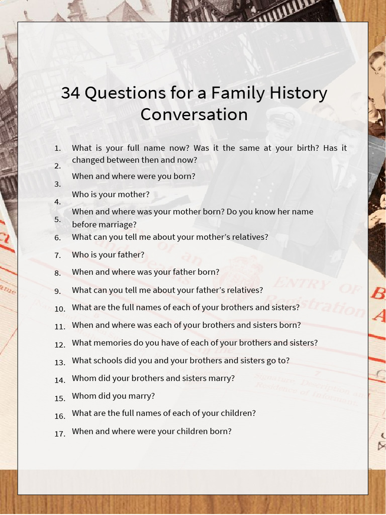 Family History Interview Questions | PDF | Family | Interpersonal ...