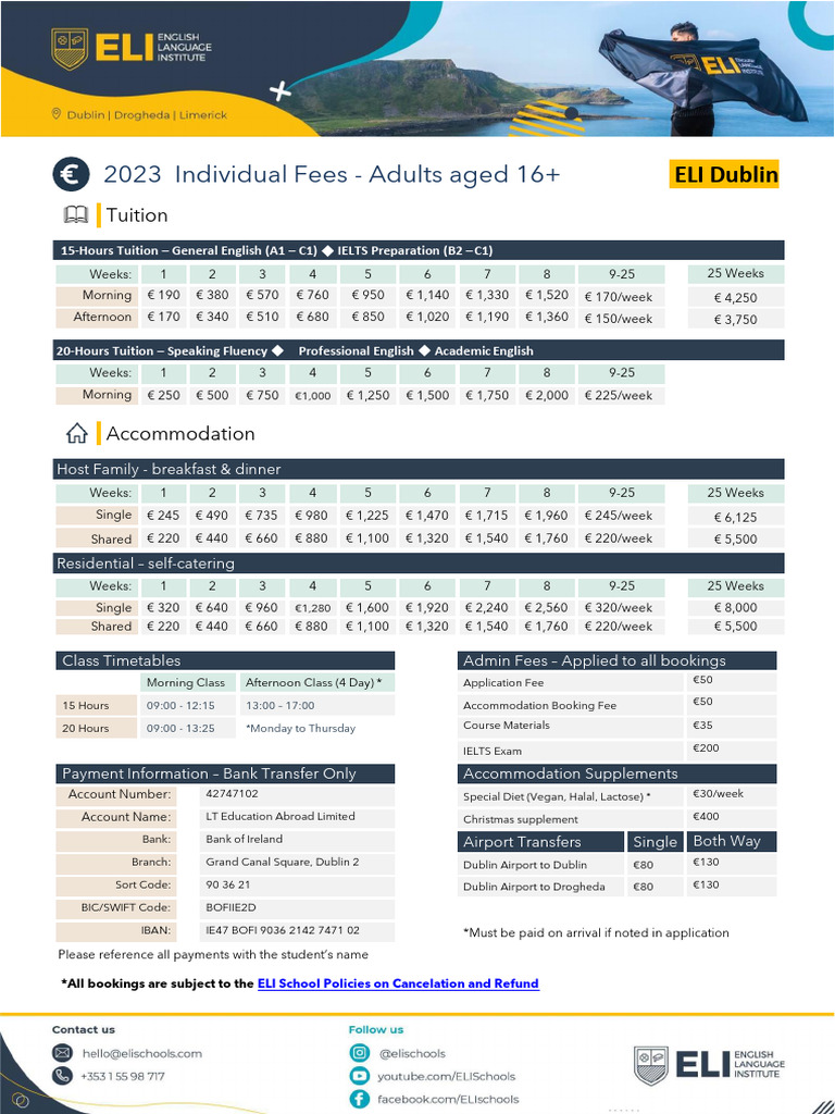 ELI Schools Individual Fees 2023 VF | PDF | Payments | Banking