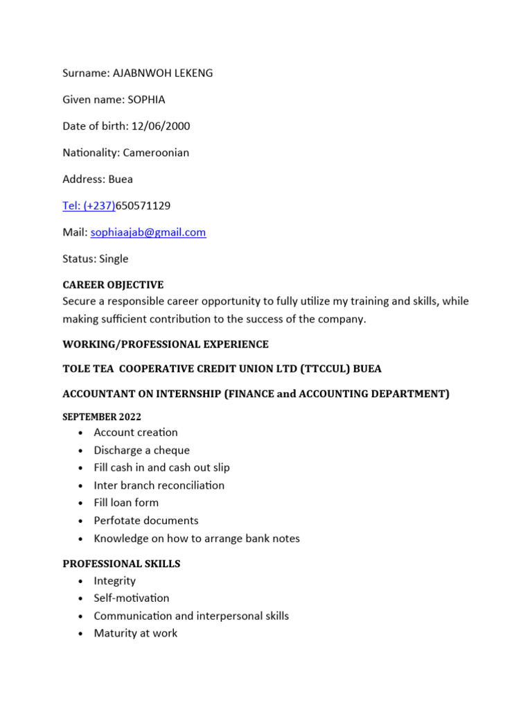 Sophie's CV | PDF