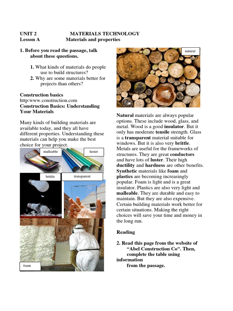 Unit 2 Materials Technology | PDF | Deformation (Engineering) | Young's ...