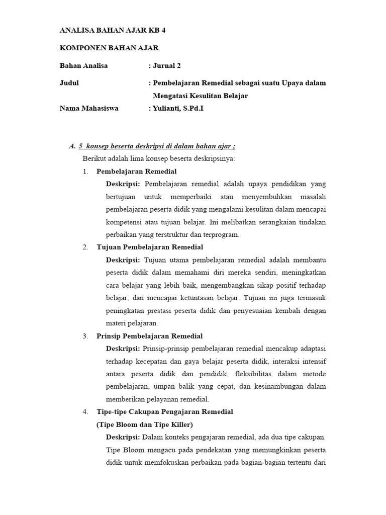 Analisa Bahan Ajar KB 4 | PDF