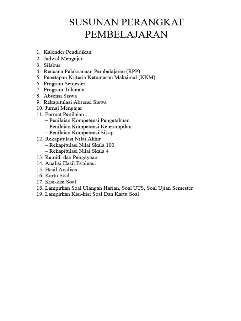 Susunan Perangkat Pembelajaran | PDF