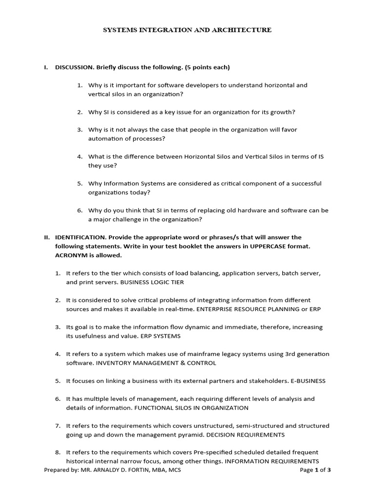 Itp09 Sia Midterm Exam Reviewer | PDF | Enterprise Resource Planning | Systems Science