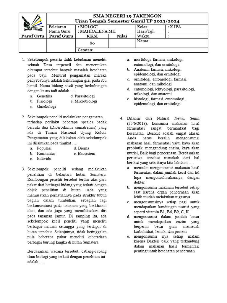 Soal Uts 2023-2024 | PDF