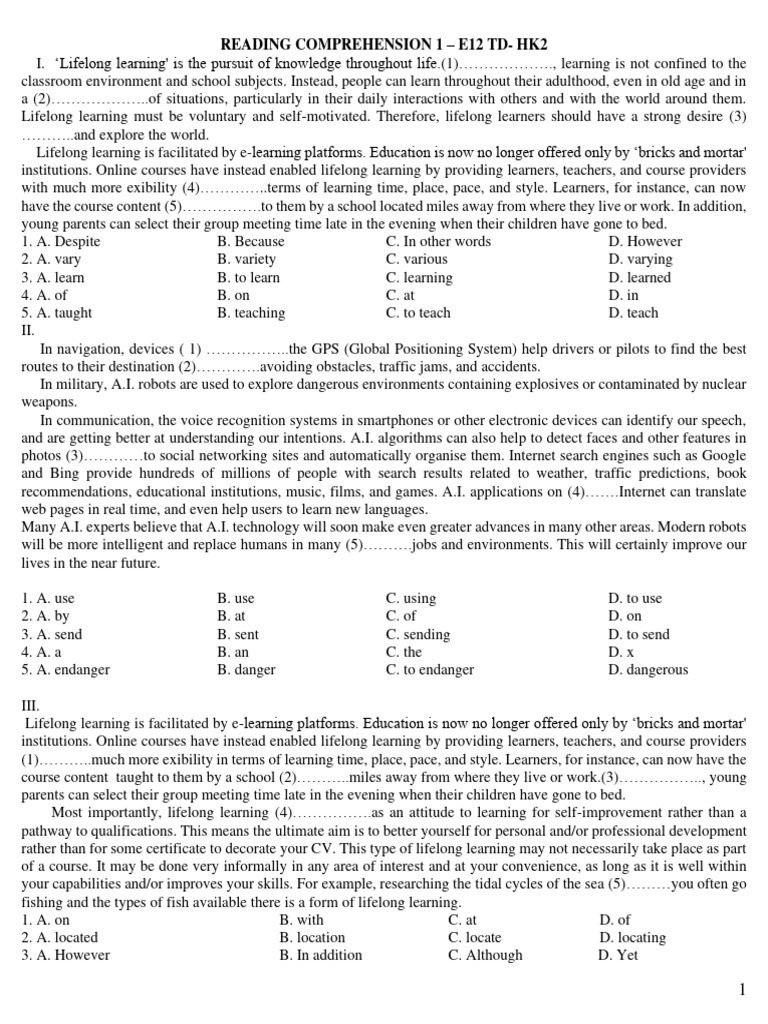 Reading Comprehension 1 | PDF | Educational Technology | Learning
